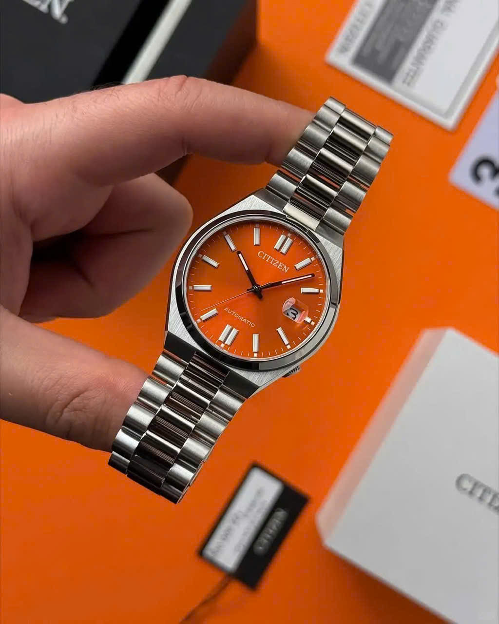 Đồng Hồ Citizen Automatic Tsuyosa President Orange tuyệt đẹp NJ0151-88Z ...